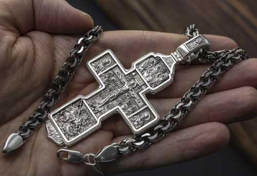 Серебряный крест большой мужской оригинал