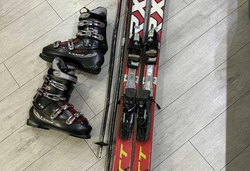Комплект горных лыж с ботинками fischer 175