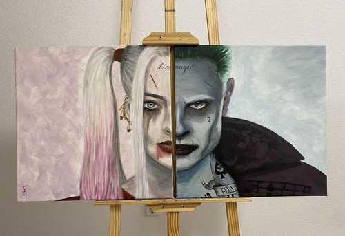 Картина в стиле поп арт Харли Квин и Джокер