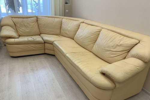 Угловой кожаный диван (нат. кожа)