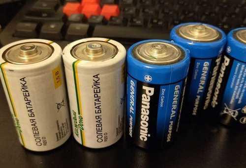 Батарейки солевые R20 (D) 5 штук