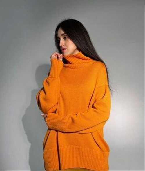 Оранжевый свитер Итальянский меринос в наличии