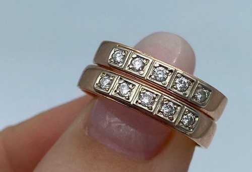 Кольца обручальные золото 585 бриллианты дорожка