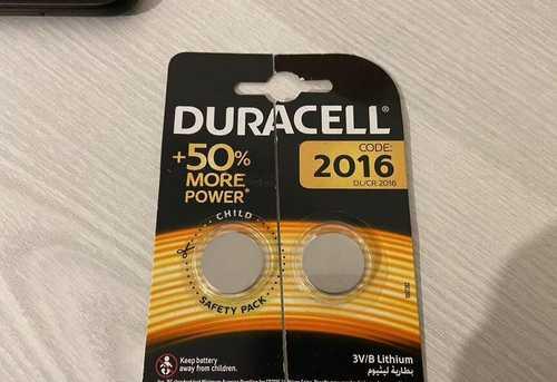 Батарейки dl2016/cr2016 duracell, 2 штуки