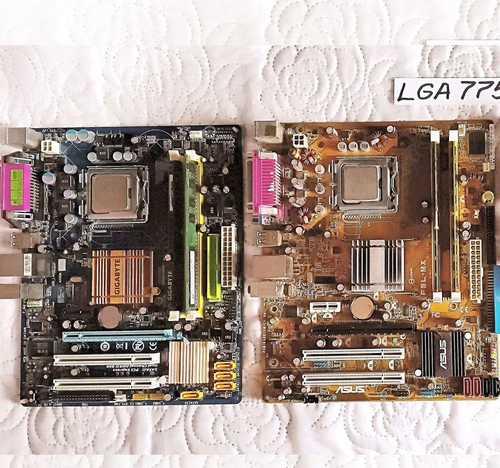 LGA - 775, мать + проц + память (2 шт. )