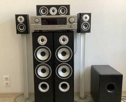 Усилитель ресивер Denon. Колонки Jamo4600