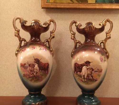 Антикварные каминные вазы. Керамика. Англия.19 век