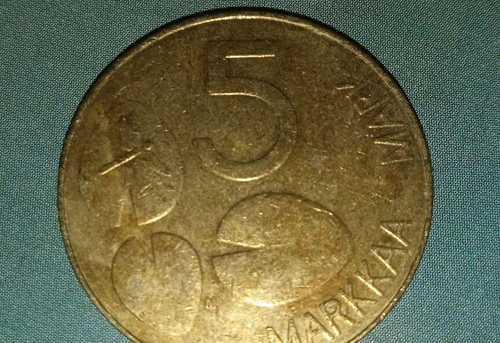 Монета 5 марок 1995 года