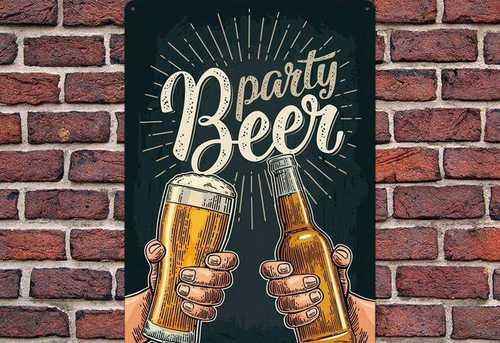 Декоративная металлическая табличка Party Beer