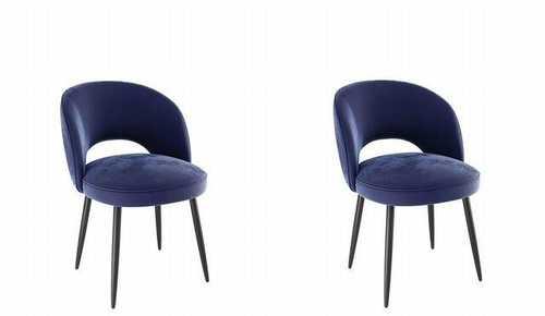 Набор стульев Моли 2 шт (синий велюр/черный) в Нов
