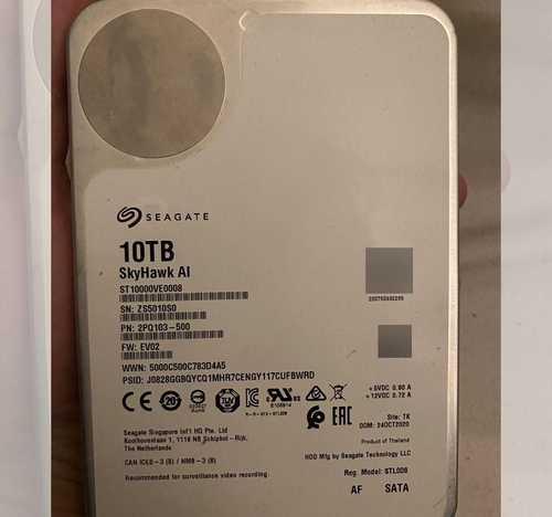 Жесткий диск seagate skyhawk ai 10tb