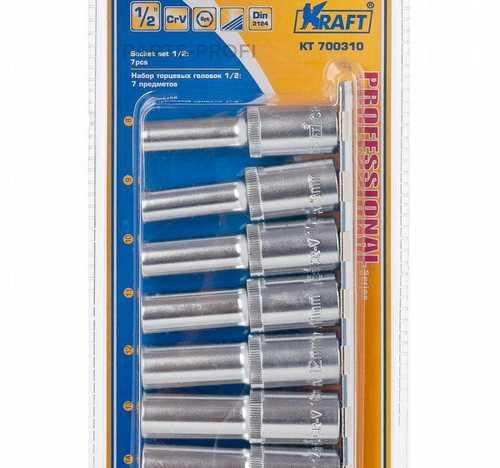 Kraft KT700310 Набор головок глубоких 1/2 7шт 8-14мм kraft