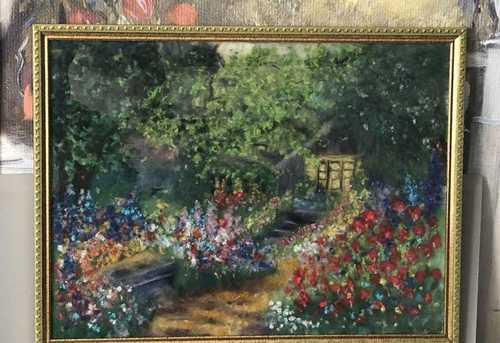 Картина шерстью «Сад»