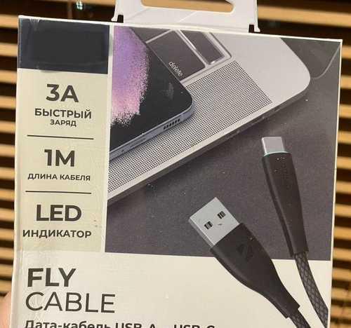 Кабель для смартфона Fly USB - Type-C, длина 1м