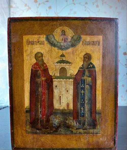 Старинная защитная икона Соловецкие Святые 19 век