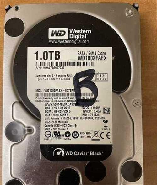 Жесткий диск HDD 3.5" WD Black 1TB 1 слабый сектор