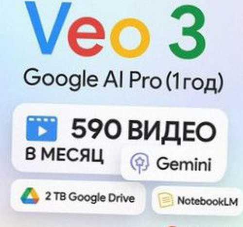 Подпиcкa Google Диск 2тб   Gemini 3 Pro на 1 год DGW-6394