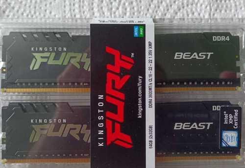 DDR4 Kingston Fury Beast Black 64Gb(2x32) 3600 мhz