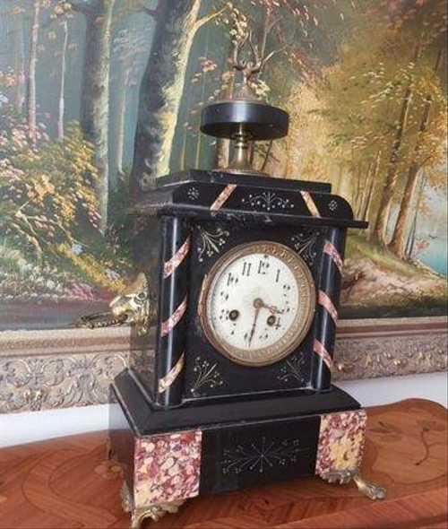 Часы каминные бронза мрамор Франция