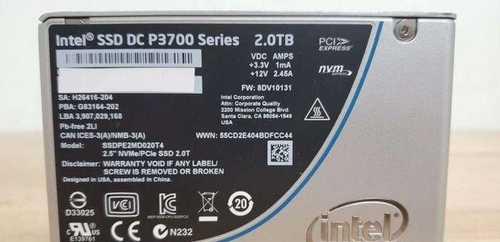 Intel DC P3700 Series 2TB NVMe SSD ssdpe2MD020T4