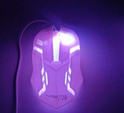 Игровая мышка белая с подсветкой RGB