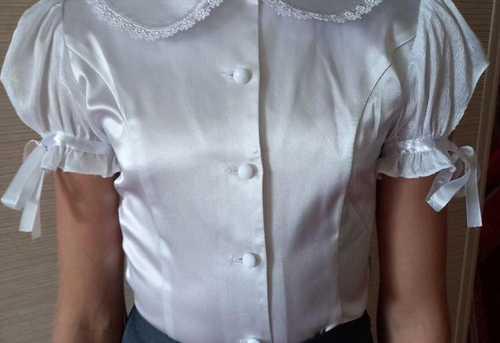 Блузка белая для девочек 140