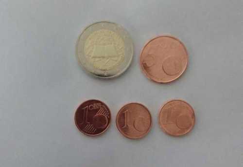 Монеты 2 евро и центы