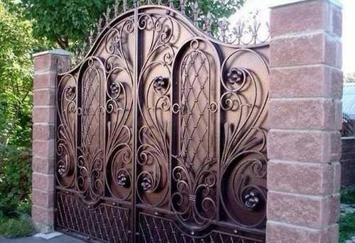 Ворота с калиткой кованые "Царственные"