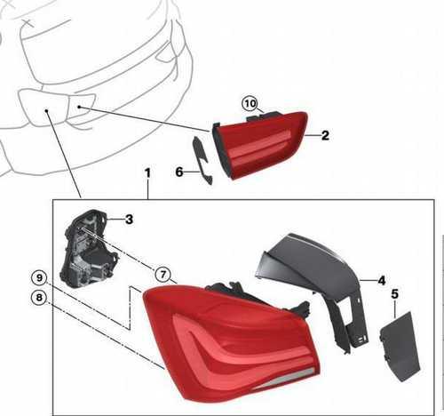 Задний фонарь в крышке багажника, справа BMW 1 F21