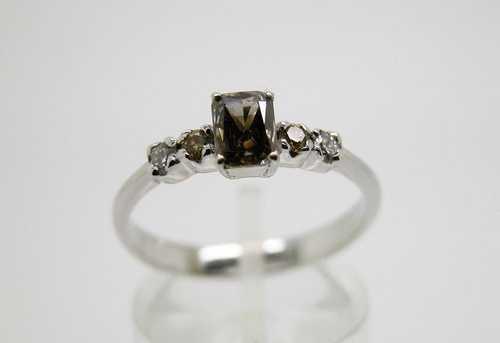 Кольцо с бриллиантами, коричневым, жёлтыми и белым
