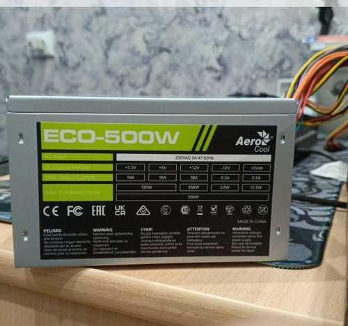 Блок питания aerocool eco 500w