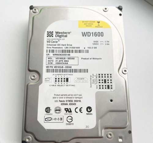 Жесткий диск WD1600 IDE 160 GB