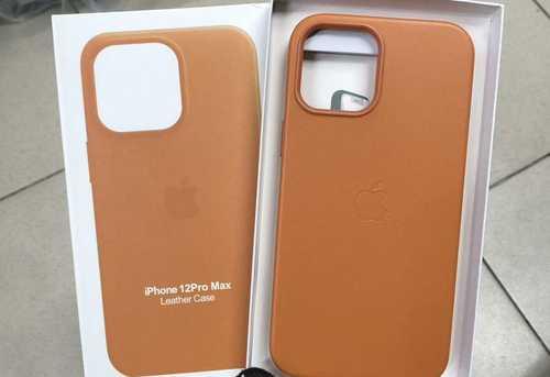 Чехол на iPhone 13 Pro Max Leather Case охра