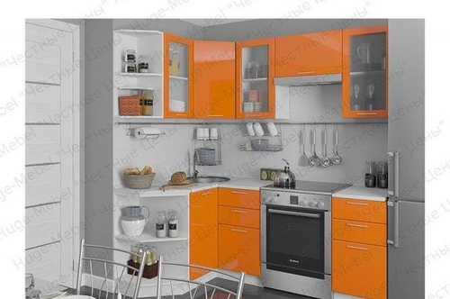 Маленькая угловая кухня "Ксения оранж 130х200"