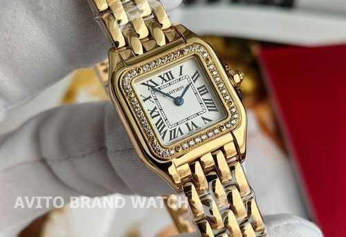 Часы женские Cartier 22 мм panthere с камнями желт
