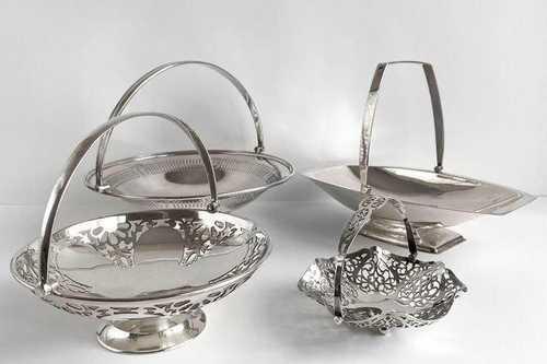 Старинные вазочки, Англия, серебрение, 1863-1959г