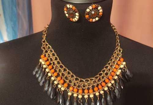 Набор ожерелье сережки этно