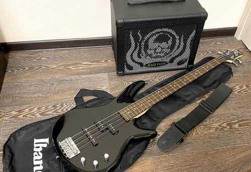 Бас гитара с комбиком Ibanez + аксессуары