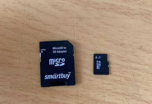 Карта памяти MicroSD с переходником на SD