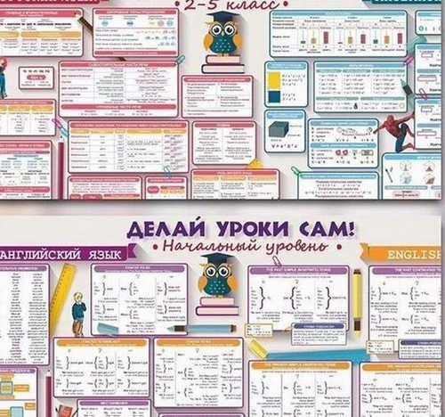 Плакаты делай уроки сам, анг, русский математика