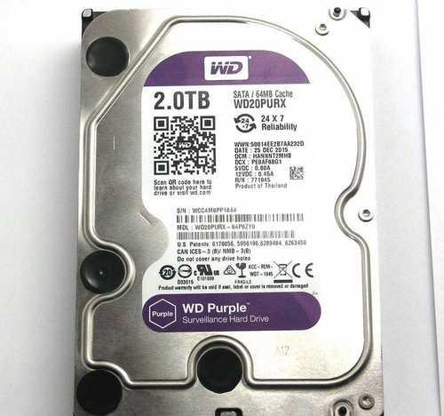 Жесткий диск WD 2TB WD20purz Purple SATA