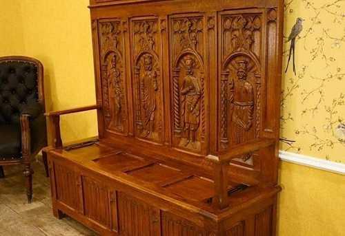 Скамья лавочка ящик старинная готика антик