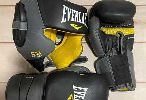 Боксерские перчатки 12 oz everlast и шлем