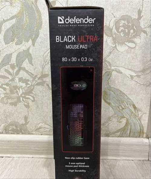 Коврик для мыши defender black ultra 80*30*0,3 см