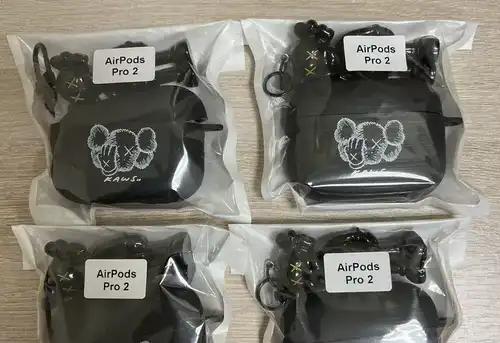 Чехол для AirPods Pro 2 с брелком kaws черный