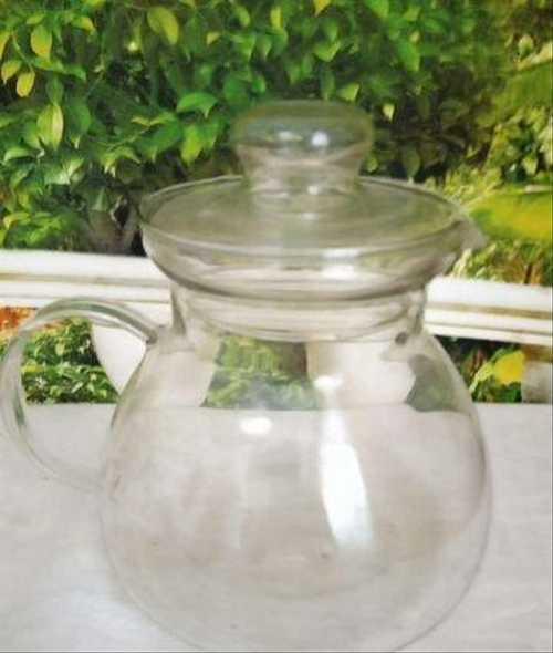 Заварочный чайник большой стекло\фарфор