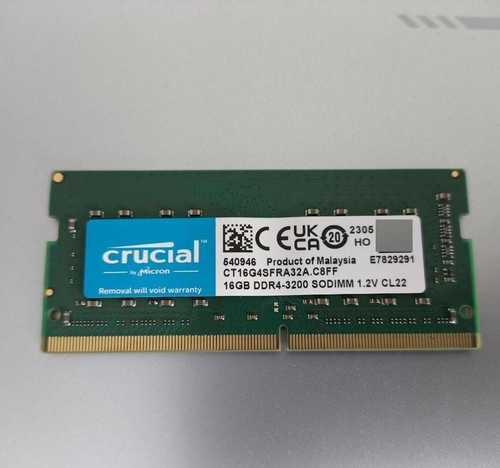 Sodimm Crucial DDR4, 16 гб 3200 мгц