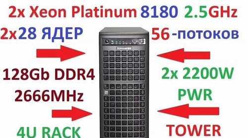2x Xeon platinum 8180 / 128Gb / Supermicro 7049GP