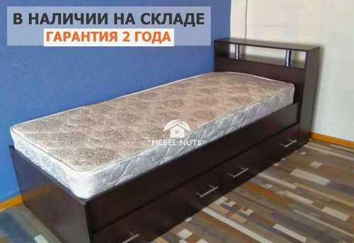 Кровать односпальная с ящиками (90 на 200)
