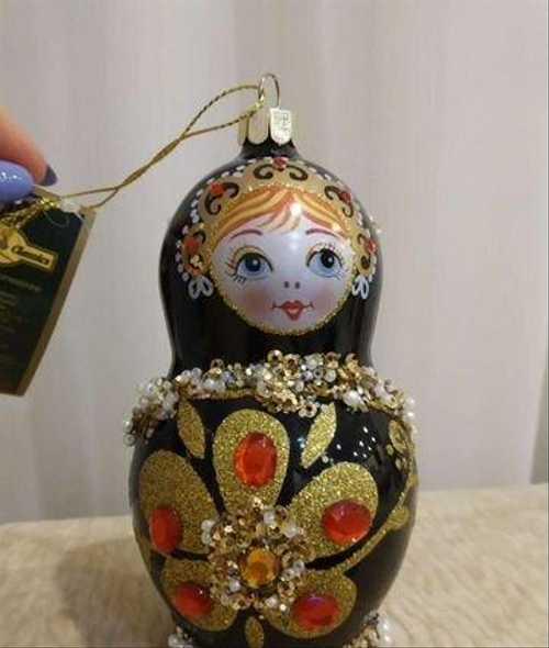 Стеклянная елочная игрушка Матрешка большая